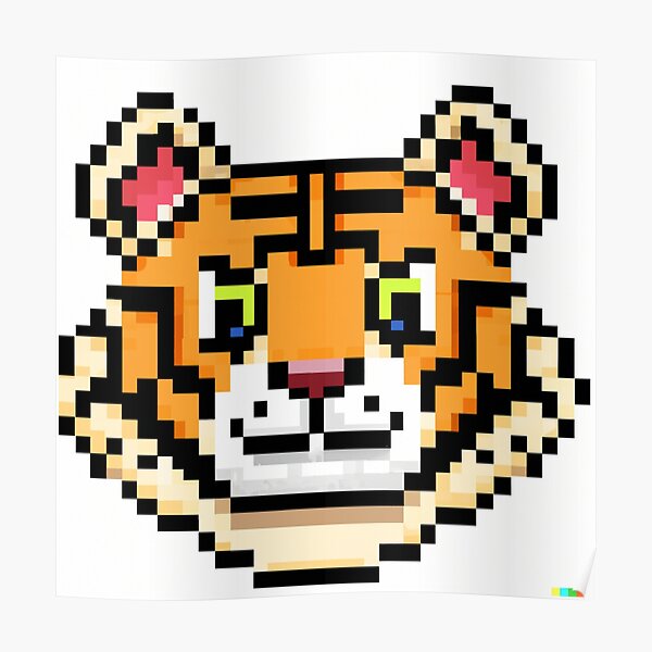 "Tiger pixel art" Poster for Sale by drinkcovfefe | Redbubble