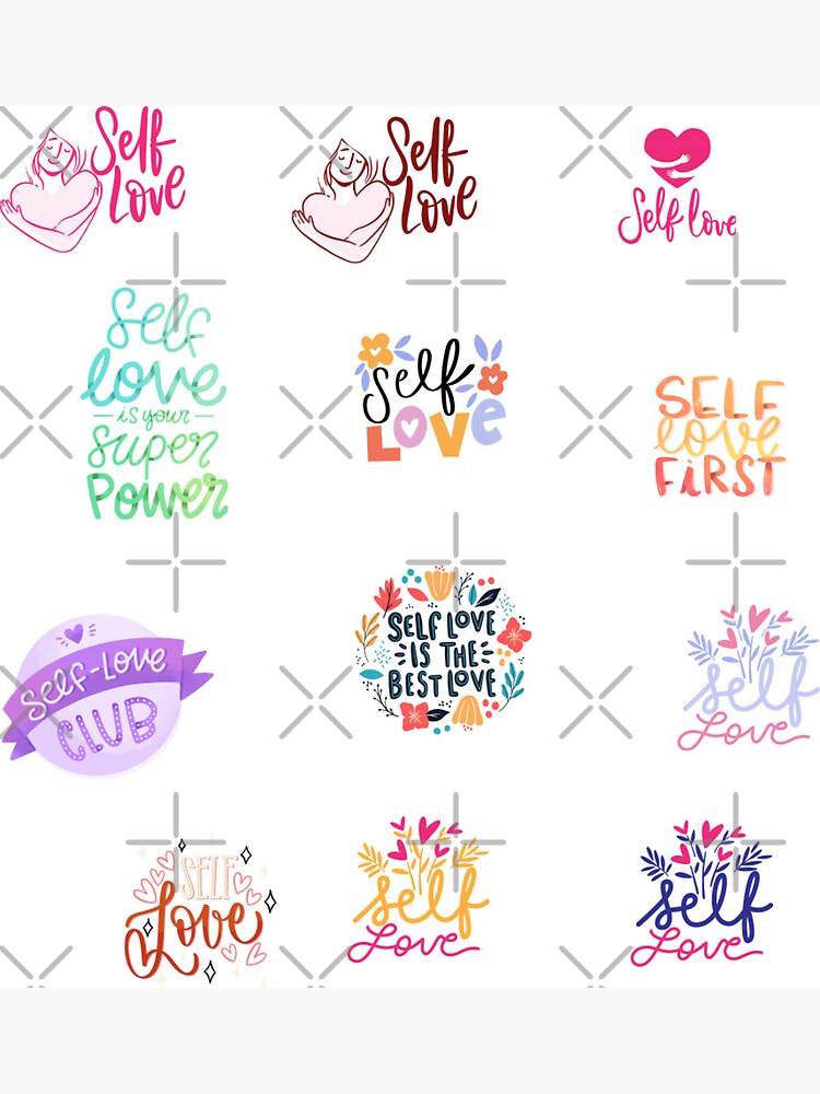 Póster «Paquete de pegatinas de amor propio | Amor propio ...