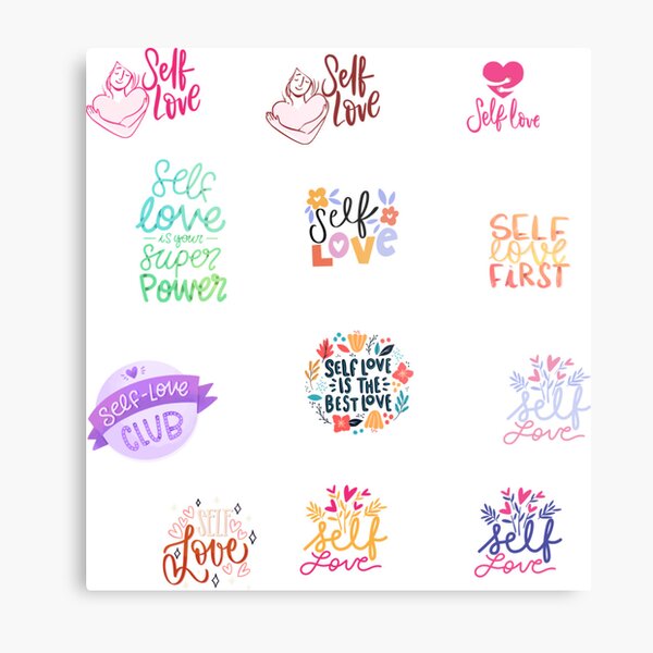 Lámina metálica «Paquete de pegatinas de amor propio | Amor propio ...