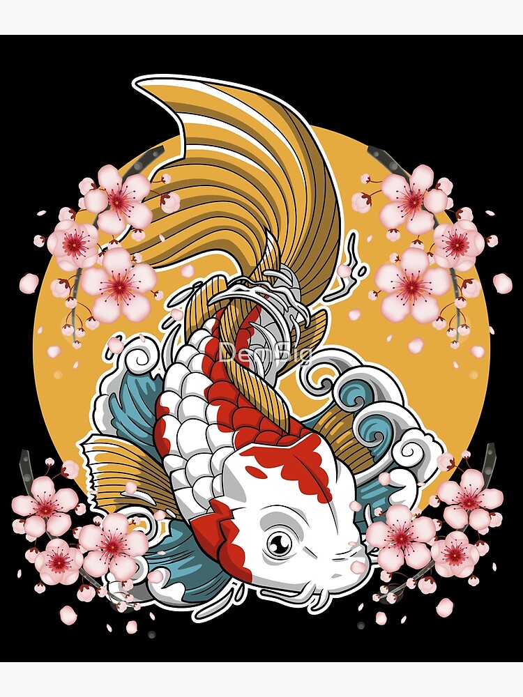 "Koi Fish With Sakura" Poster for Sale by DemSig | Redbubble