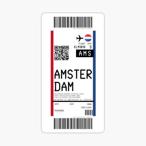 "Amsterdam airport Schiphol (AMS) Boarding Pass rickrolled" Sticker for ...