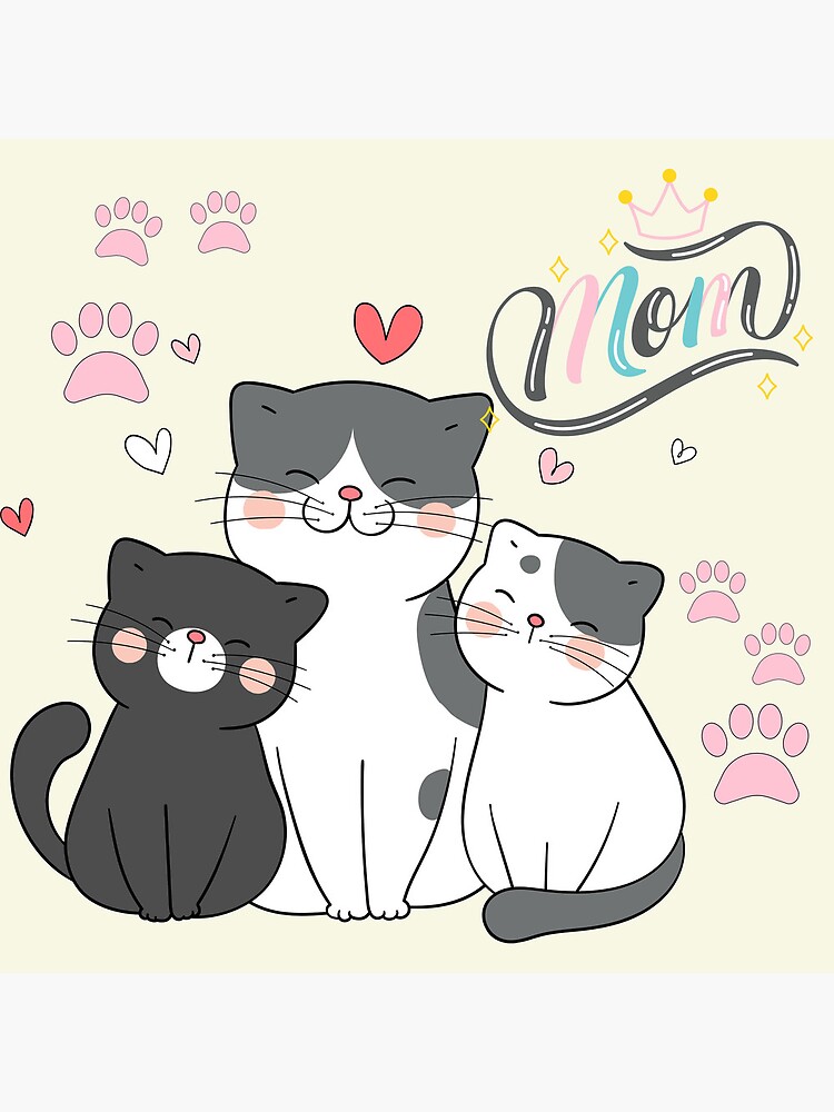 " cute cat family" Poster for Sale by solana55 | Redbubble
