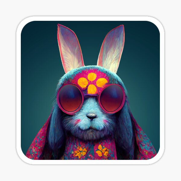 "Funky Rabbit" Sticker for Sale by 6handsdesign | Redbubble