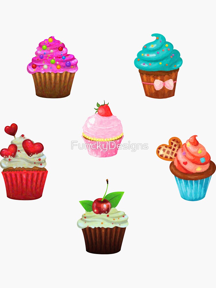 "Colorful Painted Cupcake Sticker Pack" Sticker for Sale by ...