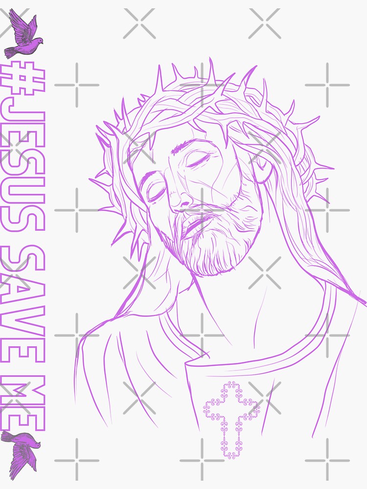 "Jesus Save Me Illustrated Digital Design V1" Sticker for Sale by ...