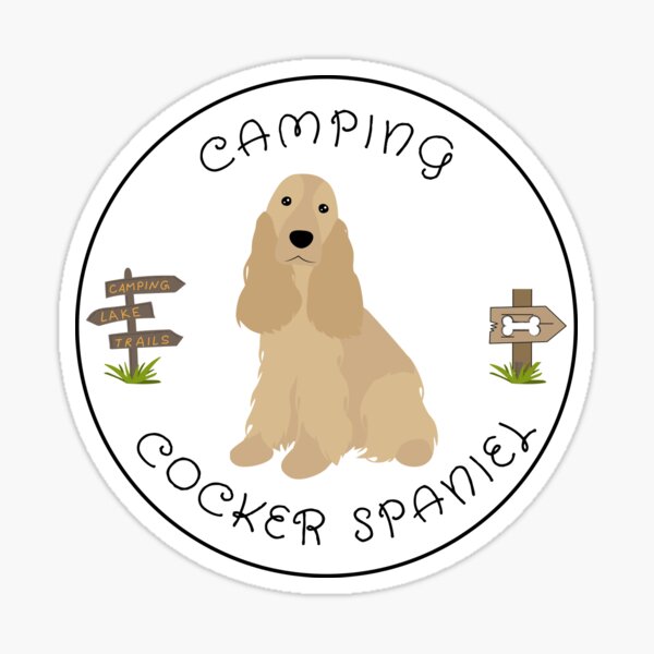 "Cute camping Cocker Spaniel - Tan" Sticker for Sale by StuckOnCamping ...