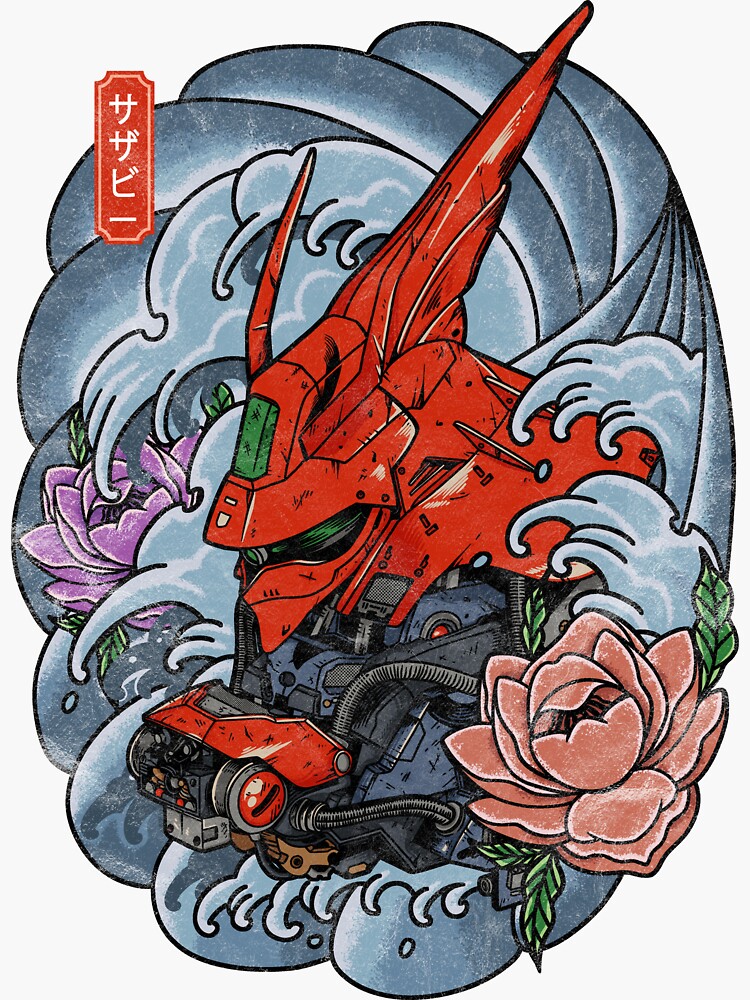 "Gundam Sazabi Vintage Neo Japanese Tattoo " Sticker for Sale by ...