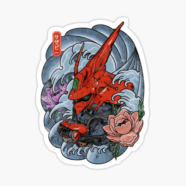 "Gundam Sazabi Vintage Neo Japanese Tattoo " Sticker for Sale by ...