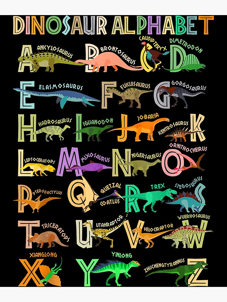"Dinosaur Alphabet Back To School Funny Abc Animal Alphabet " Art Print ...