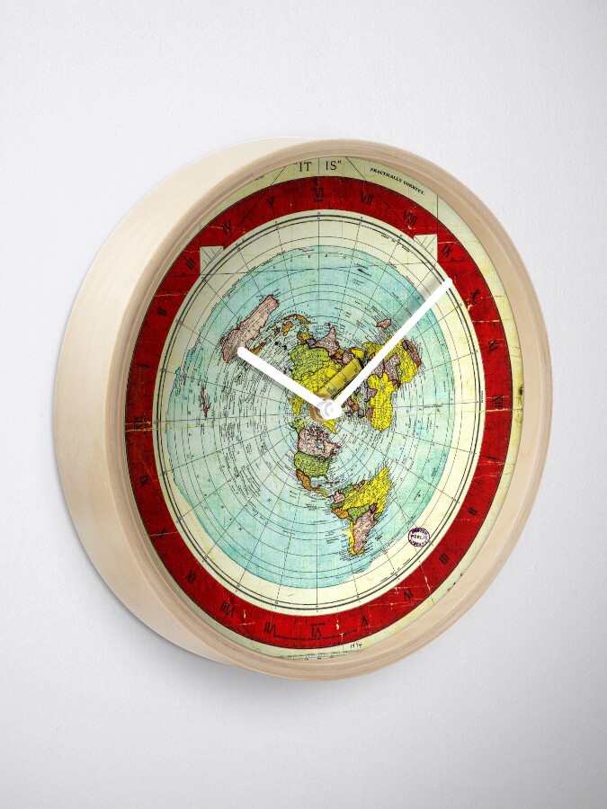 "Gleasons flache Erde" Uhr von PETRIPRINTS | Redbubble