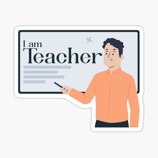 "Hello I am a teacher" Sticker for Sale by Voker-Studio | Redbubble