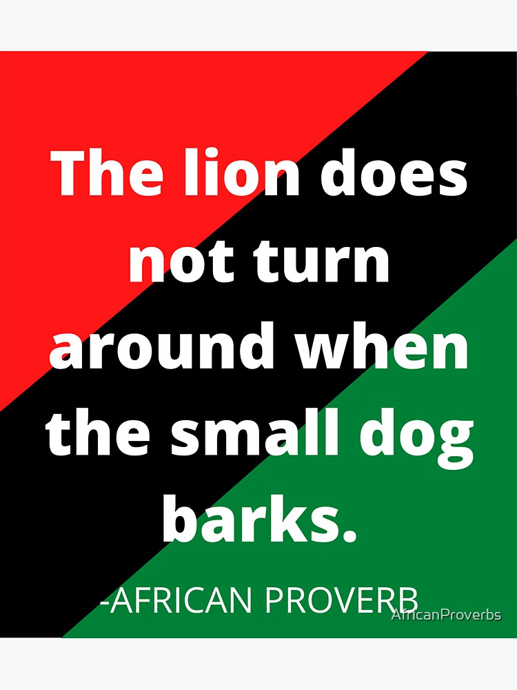 "African proverb: The lion does not turn around when the small dog ...
