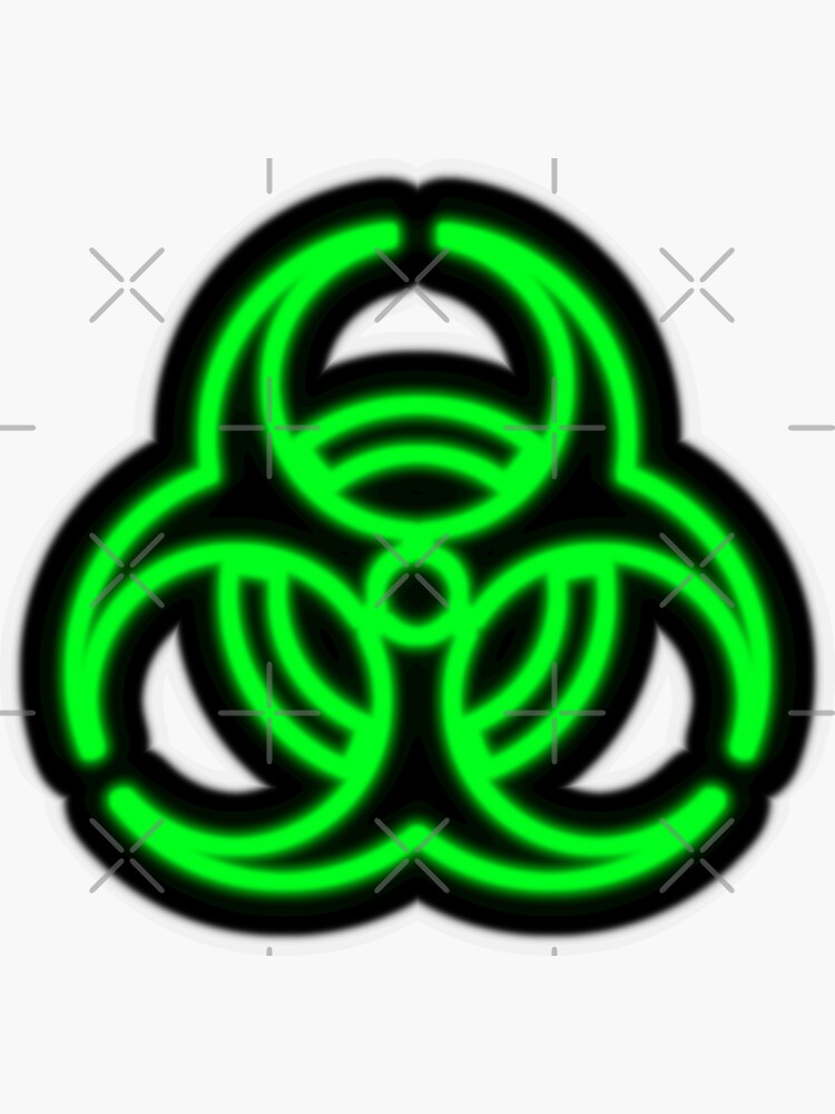 "Biohazard - Green Neon Logo and Sticker" Sticker for Sale by SPAZE ...