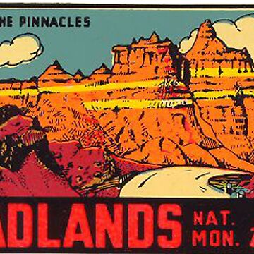 "Badlands National Park -The Pinnacles- Vintage Travel Decal" Sticker ...