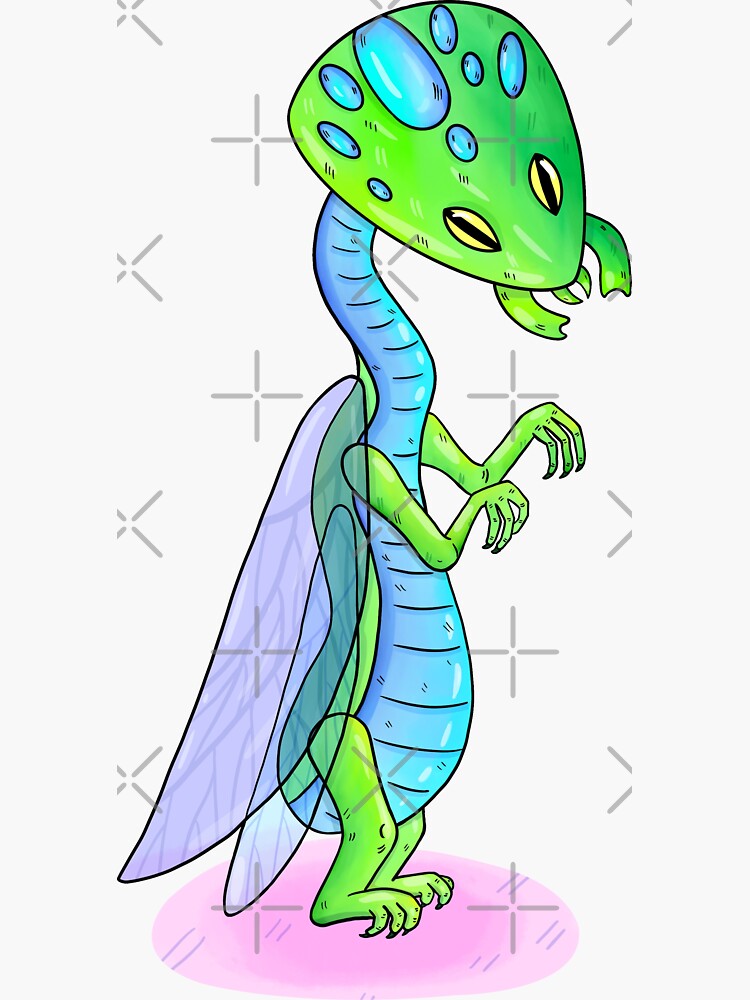 "Alien insect with wings. " Sticker for Sale by zinziberart | Redbubble