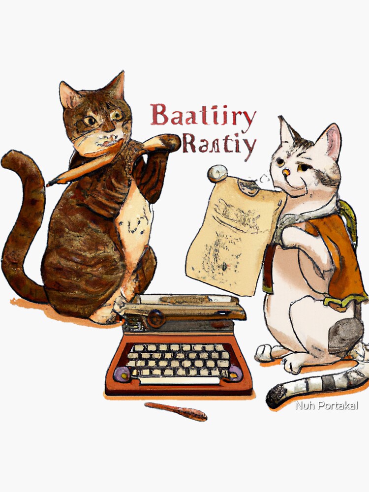 "Cats typing on a typewriter" Sticker for Sale by nuhportakal | Redbubble
