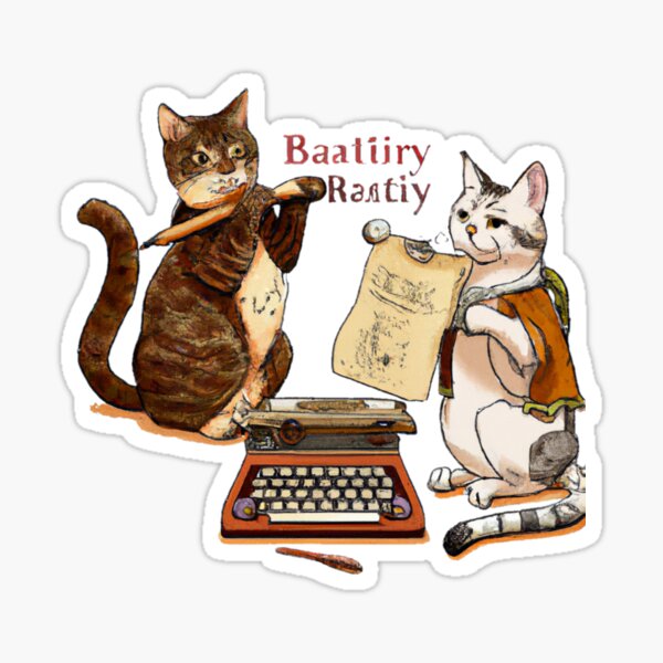 "Cats typing on a typewriter" Sticker for Sale by nuhportakal | Redbubble