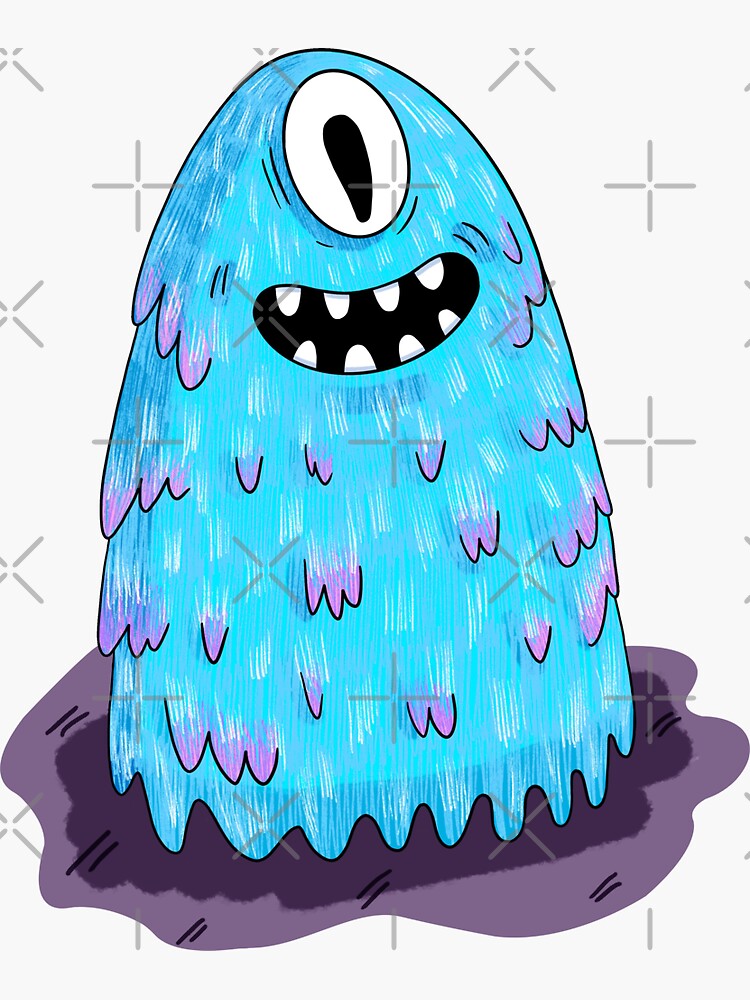 "Cheerful fluffy alien of blue color. " Sticker for Sale by zinziberart ...
