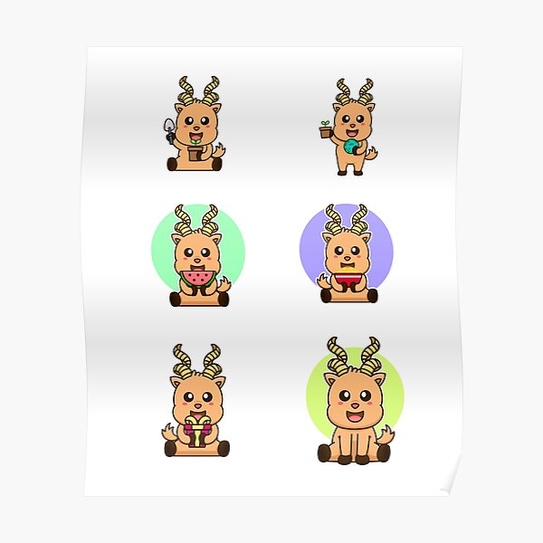 "adorable goat sticker pack" Poster for Sale by Zakaria-4 | Redbubble