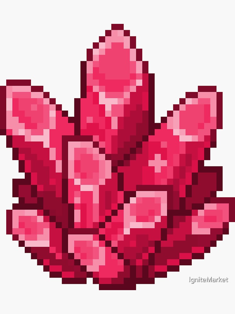 "Retro Pixel-Art 8-Bit Red Magical Crystal" Sticker for Sale by ...