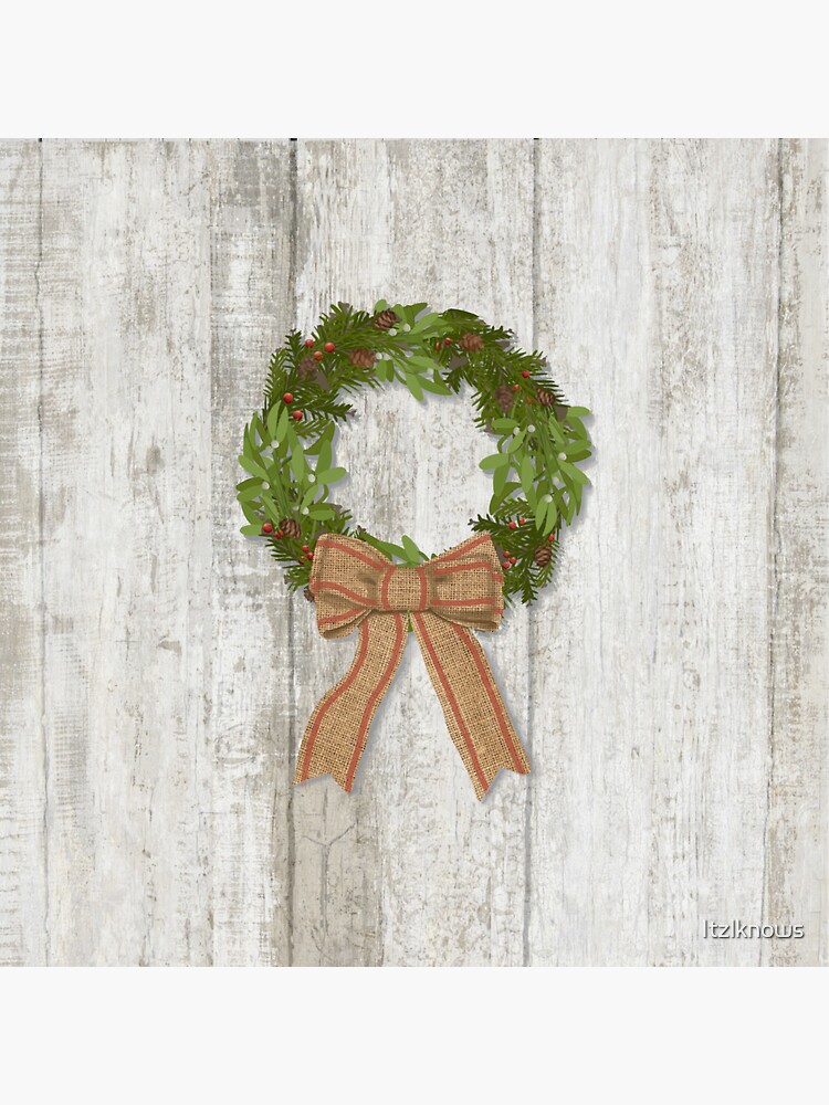"Mistletoe and boxwood wreath" Sticker for Sale by Itzlknows | Redbubble
