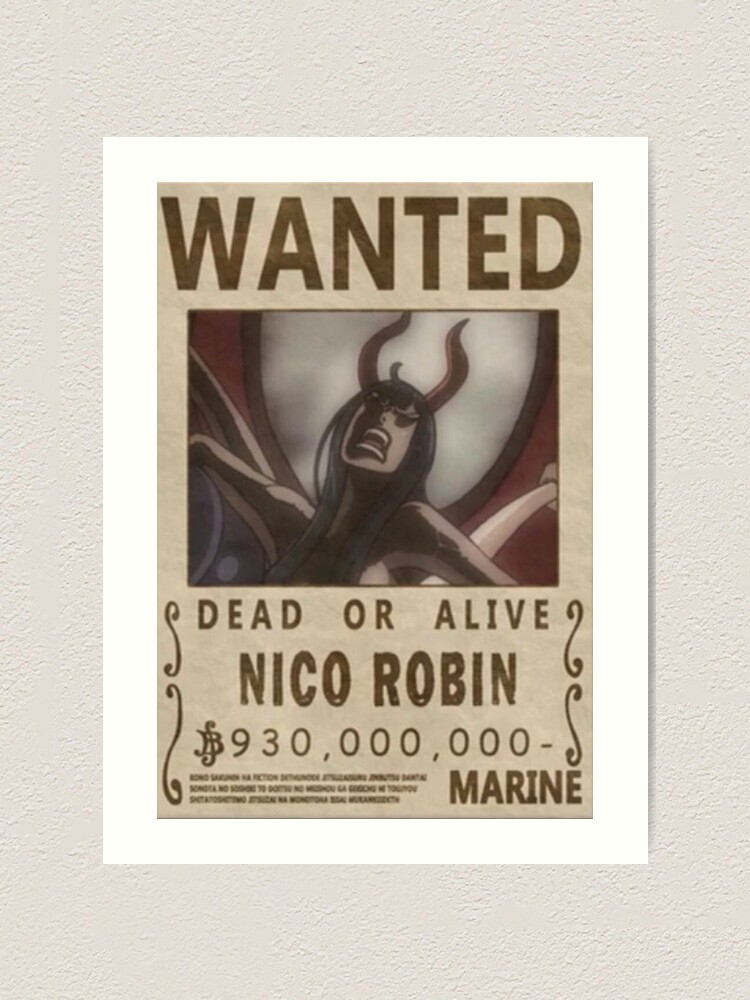 "nico robin New Wanted, robin one piece new wanted poster " Art Print ...