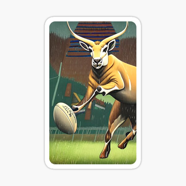 "Springbok playing rugby in the rain" Sticker for Sale by SolidEarthArt ...