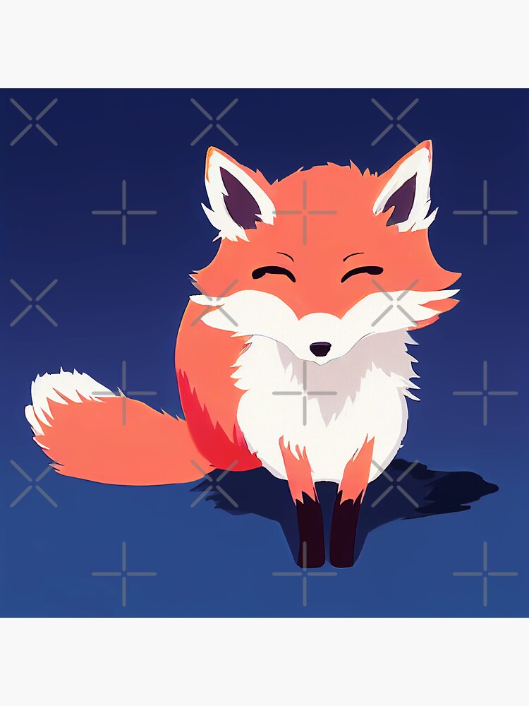 "Happy Fox Drawing" Sticker for Sale by Okyo-Studios | Redbubble