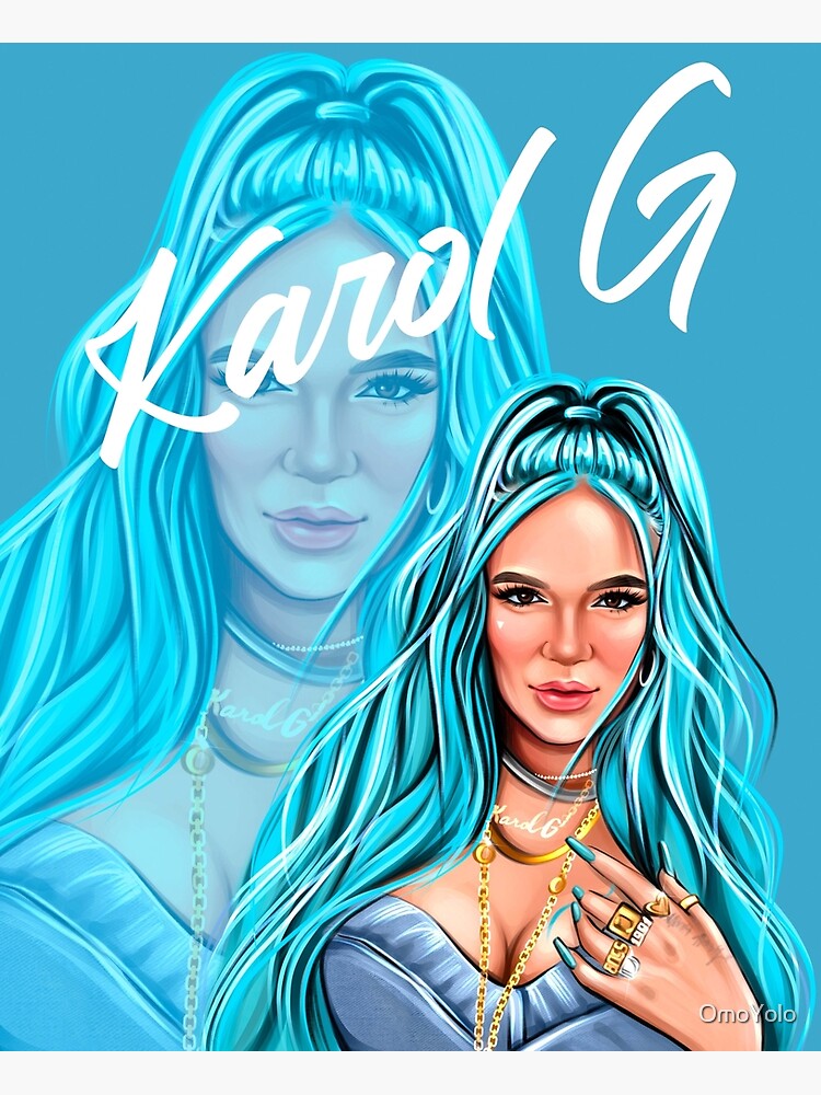 Póster «Rectángulo Karol G con ilustración de cabello azul» de OmoYolo ...