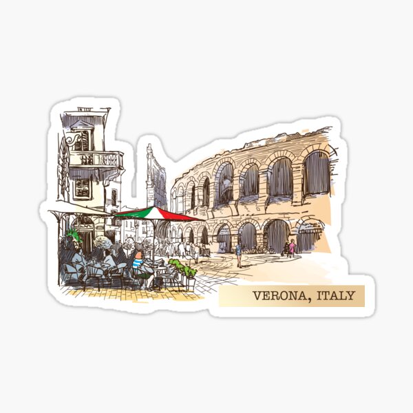 "Verona, Italy travel ink sketch illustration " Sticker for Sale by ...
