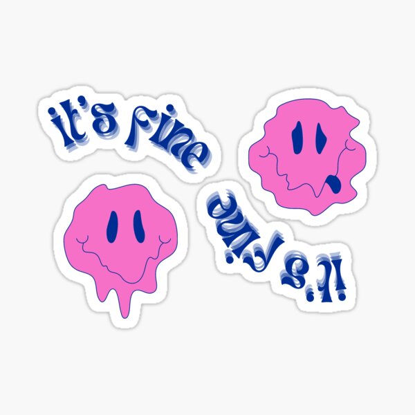 ""It's Fine" Smiley Face" Sticker for Sale by emmavelcoff | Redbubble