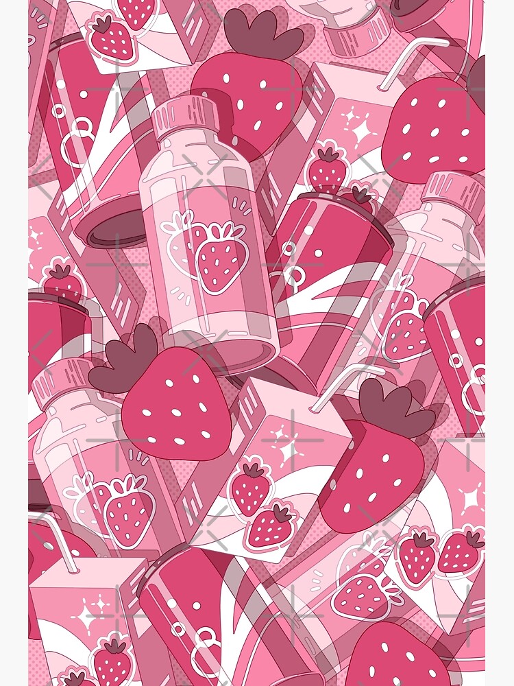 Poster « L'ensemble rose mignon des boissons à la fraise », par AnGoArt ...