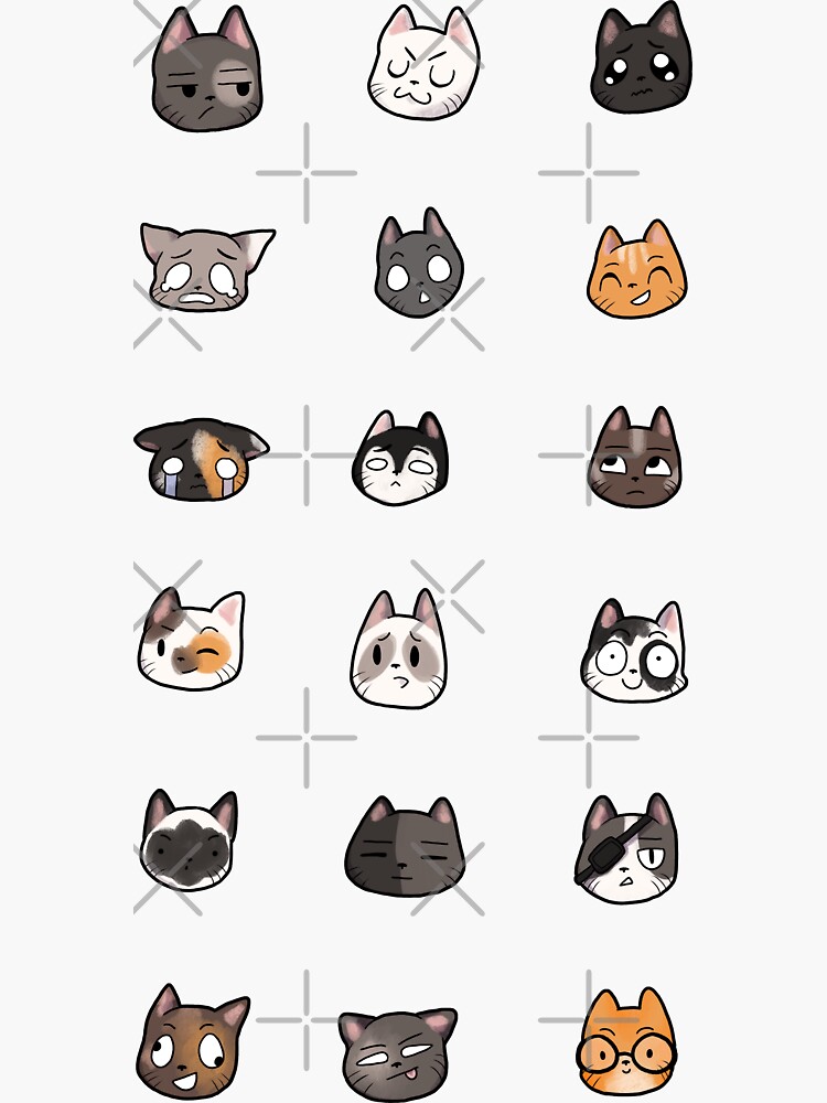 "18 Emotional Cats" Sticker for Sale by SydneyMaeBee | Redbubble
