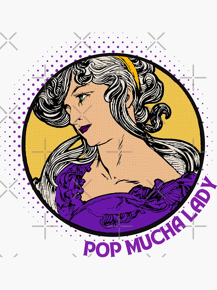 "Mucha Inspired Pop Lady v3" Sticker for Sale by lucyshome | Redbubble