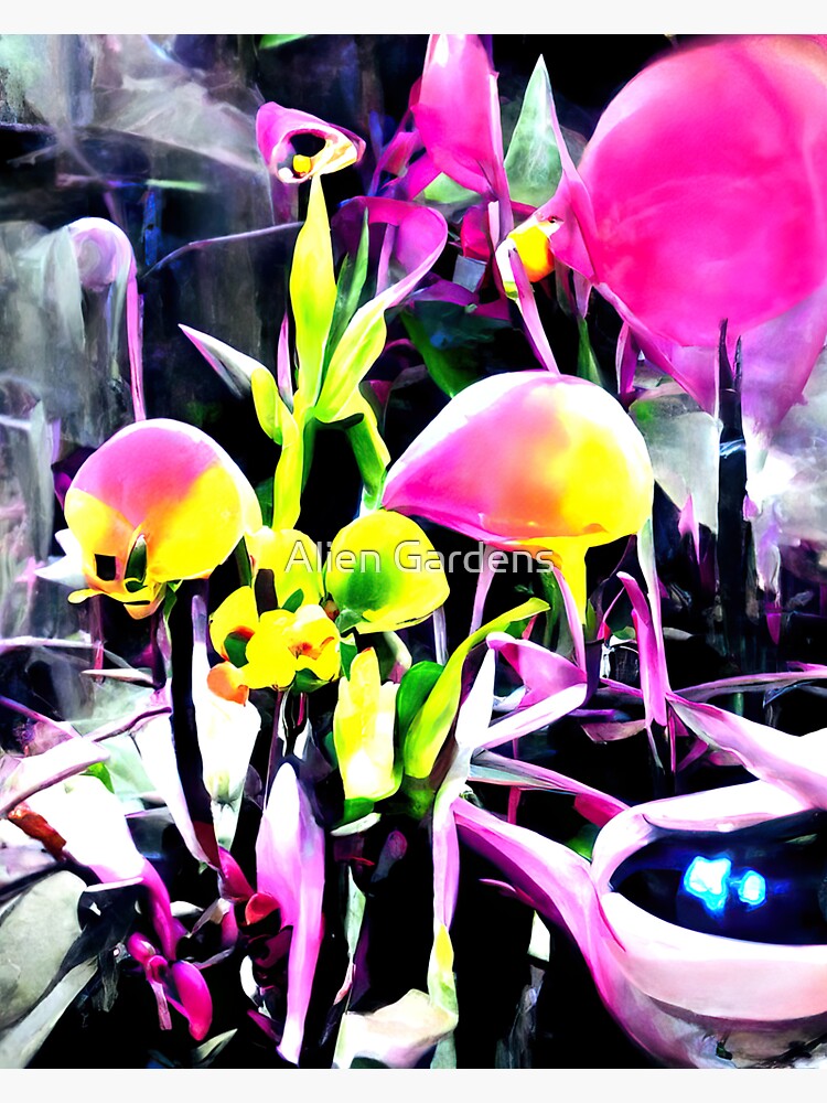 "Alien Garden Flowers - Futuristic garden at night #9" Sticker for Sale ...