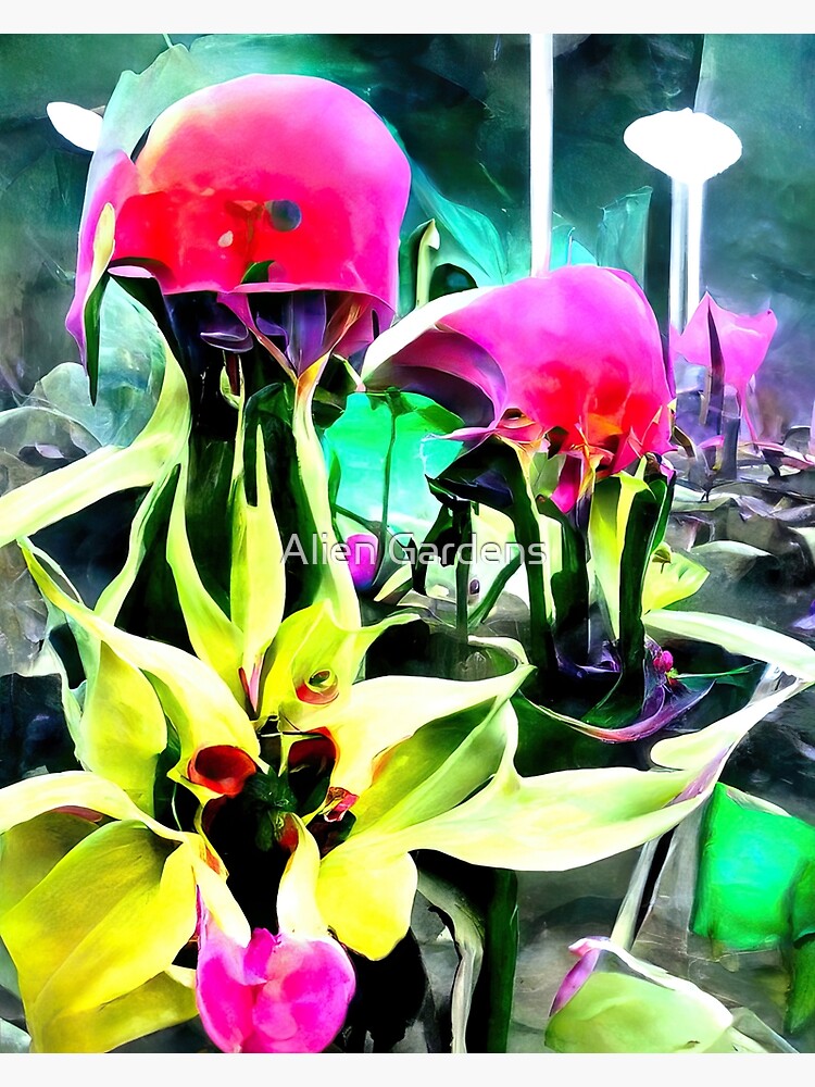 "Alien Garden Flowers - Futuristic garden at night #10" Poster for Sale ...