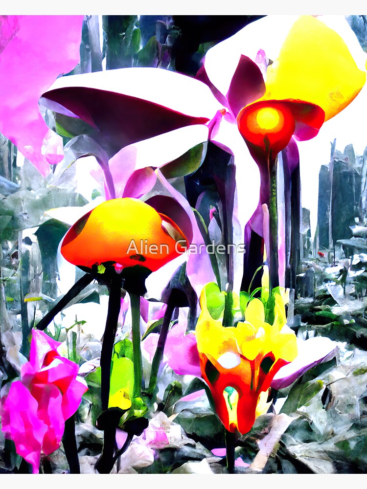 "Alien Garden Flowers - Futuristic garden at night #11" Sticker for ...