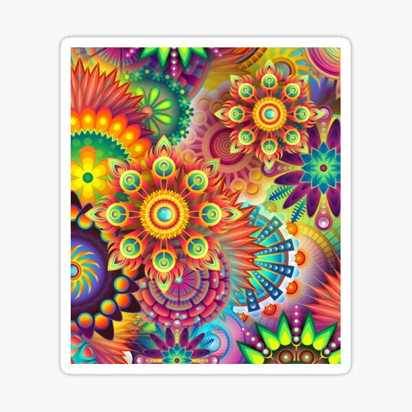 "Psychedelic Flowers" Sticker for Sale by DigitalBabyGirl | Redbubble