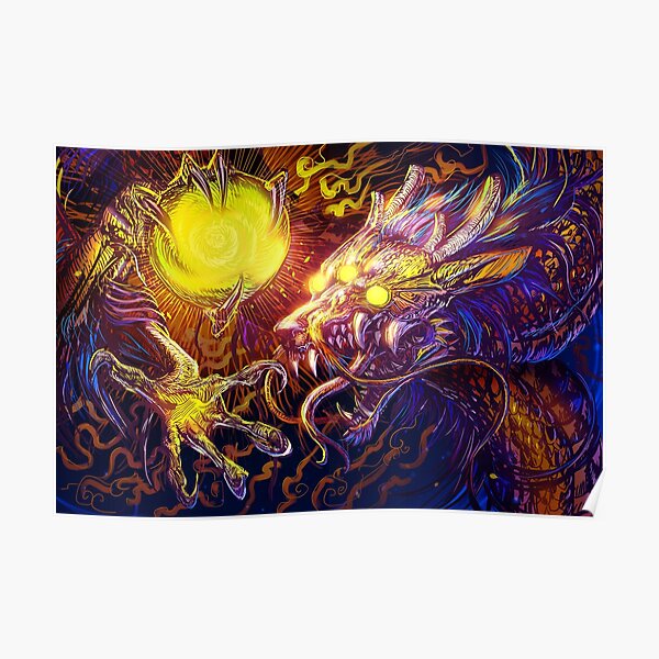 "Golden Eastern Dragon" Poster for Sale by sommy-sombrero | Redbubble
