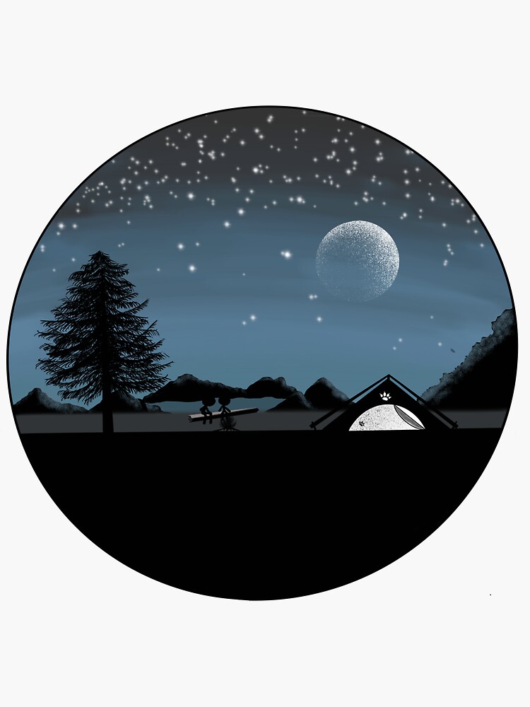 "Camping night under stars, into the wild" Sticker for Sale by Sheesan ...