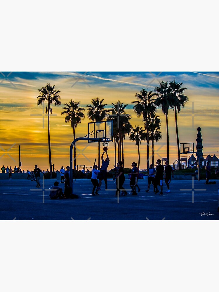 "Sunset Basketball Game at Venice Beach, California, USA." Poster for ...