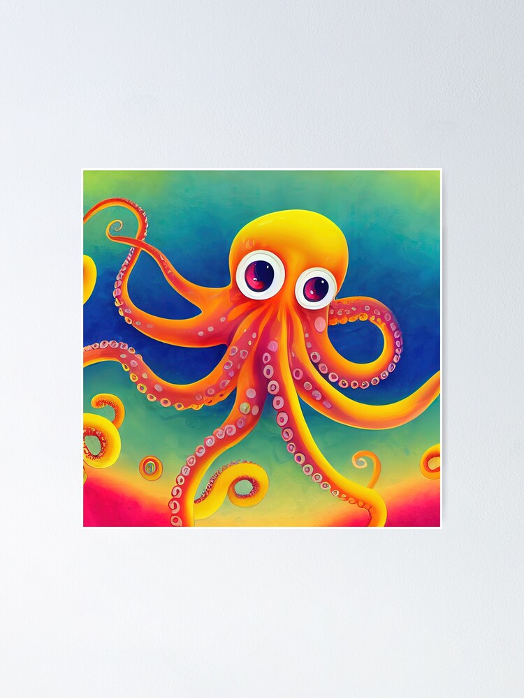 "Colorful Octopus" Poster for Sale by SpaceFrogArt | Redbubble