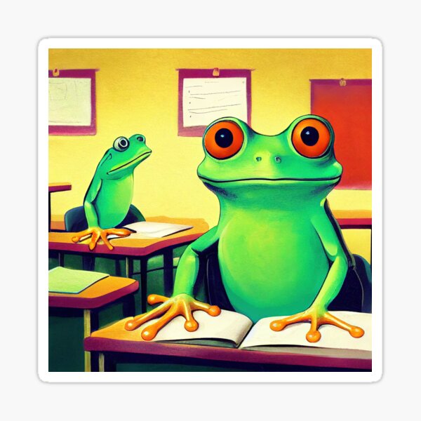 "Back to School Frogs" Sticker for Sale by SpaceFrogArt | Redbubble