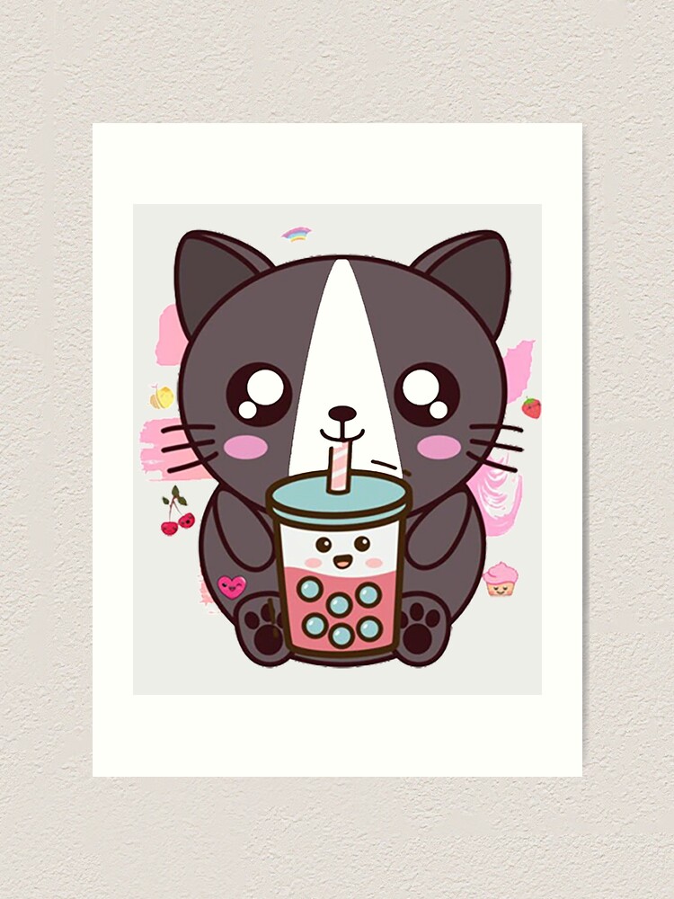 Cat Boba Tea Bubble Tea Anime Kawaii Neko Art Print For Sale By