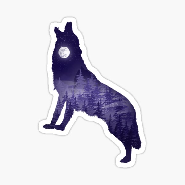 "Purple Howling Wolf" Sticker for Sale by WorkerOfWonders | Redbubble