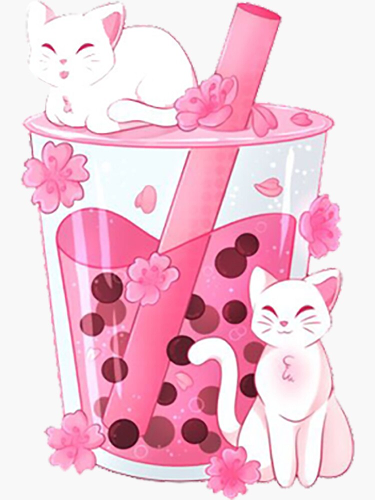 "Kawaii Sakura Boba Tea" Sticker for Sale by SeanDougla | Redbubble