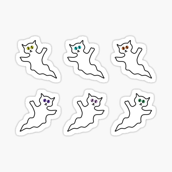 "Halloween Ghost Cat Sticker Pack" Sticker for Sale by HalloweenThings ...