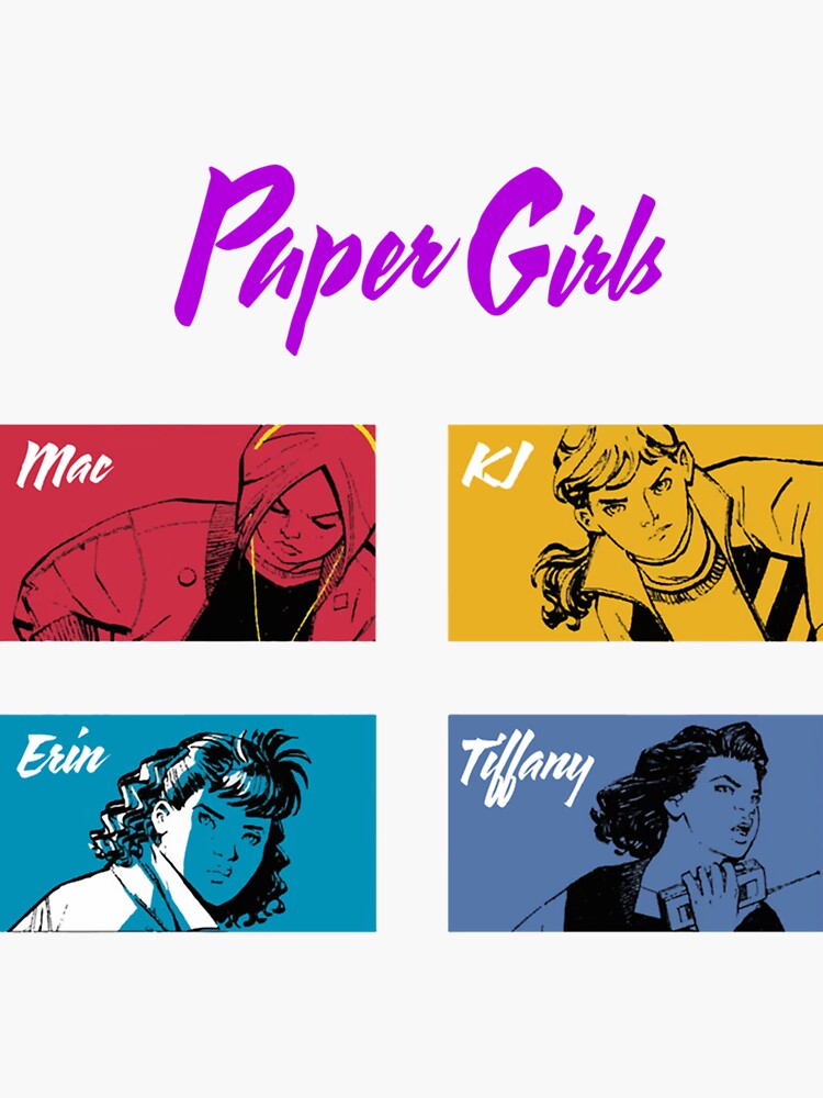 "Paper Girls 4 s Erin Mac KJ Tiffany retro vintage 80s girl " Sticker ...