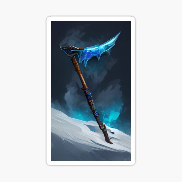 "Frost Lord's Scythe" Sticker for Sale by TheAzureMage | Redbubble