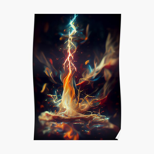 "Flame Infused Lightning Bolt" Poster for Sale by TheAzureMage | Redbubble